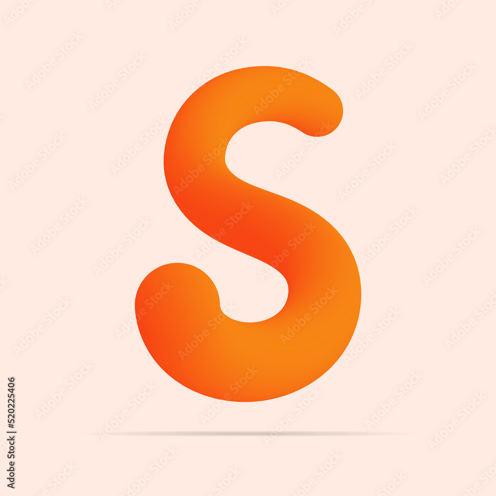 S letter made of shinny orange color design. Vector isolated font for ...