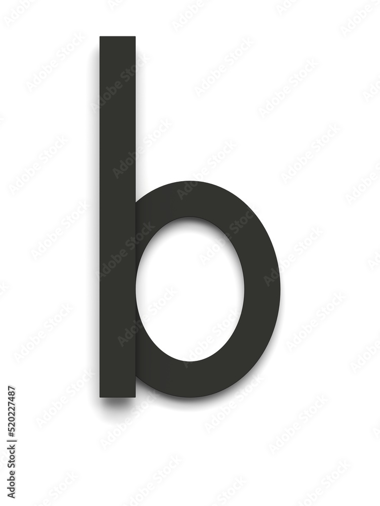 Small letter b made of several black simple geometric shapes lying on ...