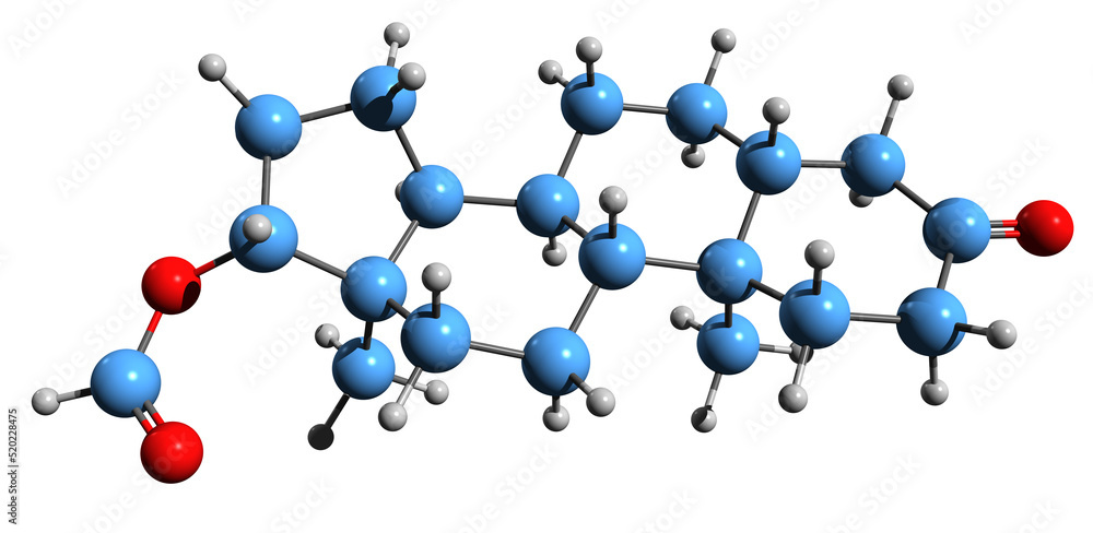 3D image of Dihydrotestosterone formate skeletal formula - molecular ...