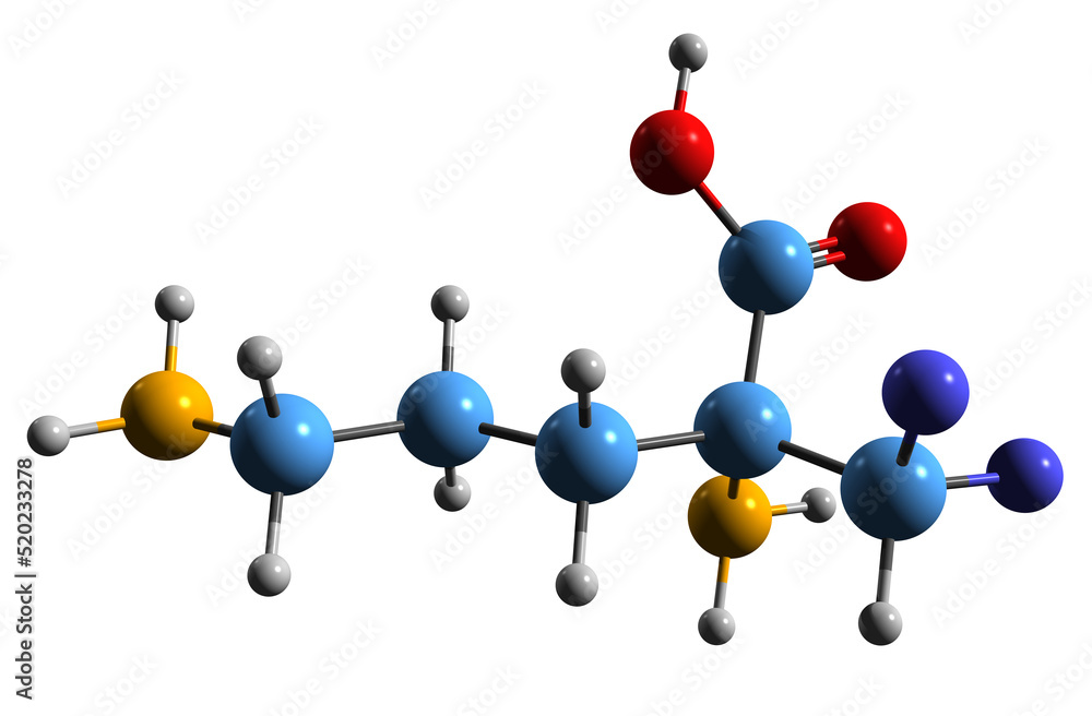3D image of Eflornithine skeletal formula - molecular chemical ...