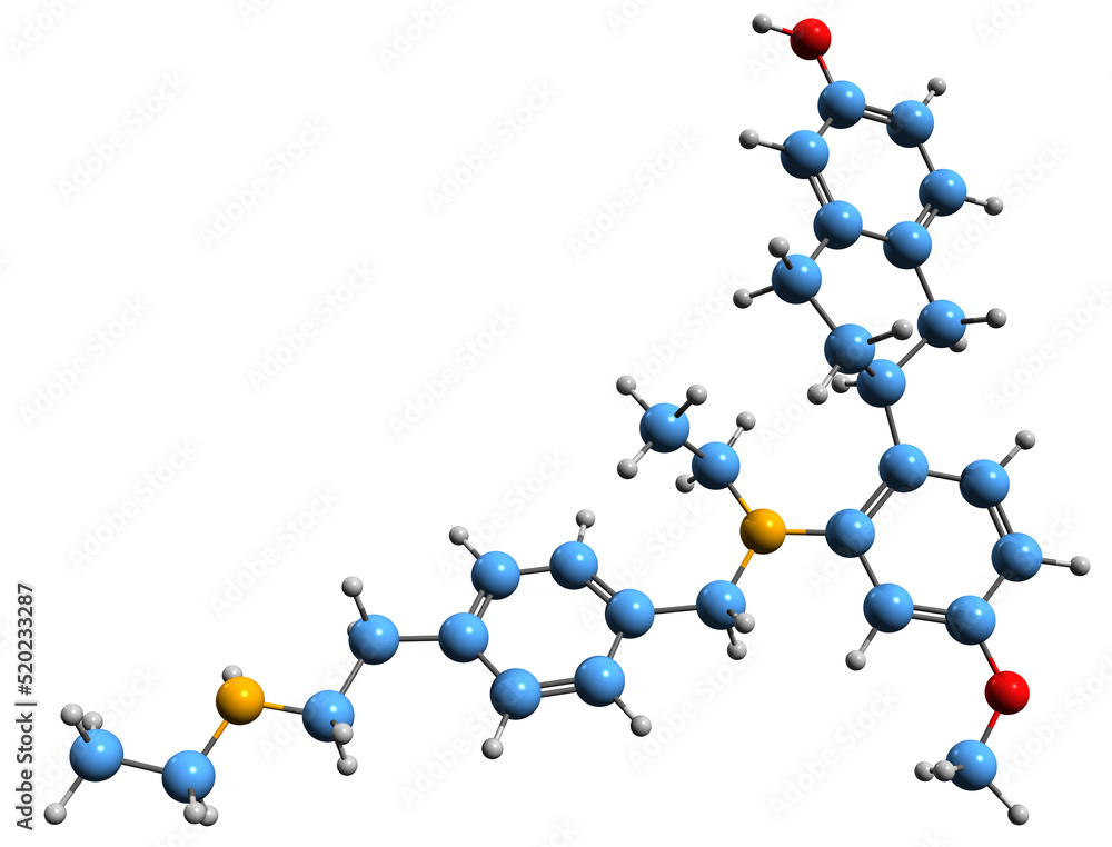 3D image of Elacestrant skeletal formula - molecular chemical structure ...