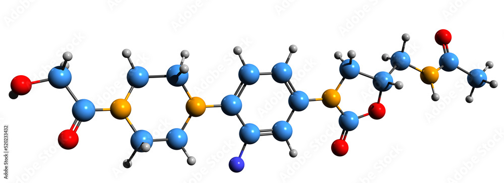 3D image of Eperezolid skeletal formula - molecular chemical structure ...