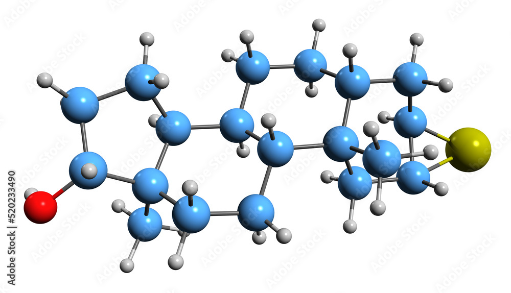 3D image of Epitiostanol skeletal formula - molecular chemical ...