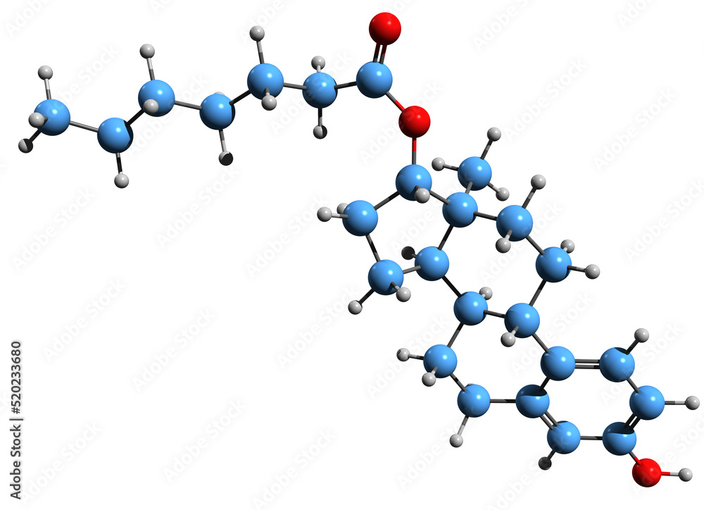 3D image of Estradiol enantate skeletal formula - molecular chemical ...