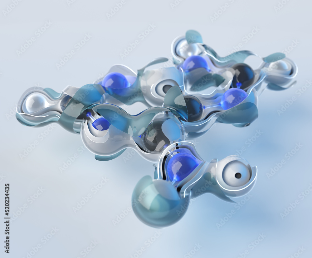 Science Molecule Nucleobase Adenine Model Structure, DNA,3D Rendering ...
