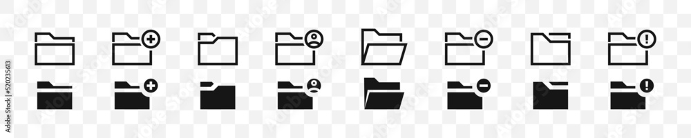 File folder icon set. Vector isolated illustration. Folder symbol ...