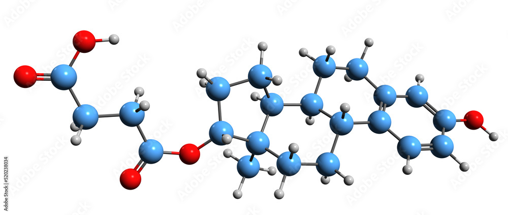 3D image of Estradiol hemisuccinate skeletal formula - molecular ...
