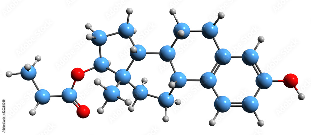3D image of Estradiol monopropionate skeletal formula - molecular ...