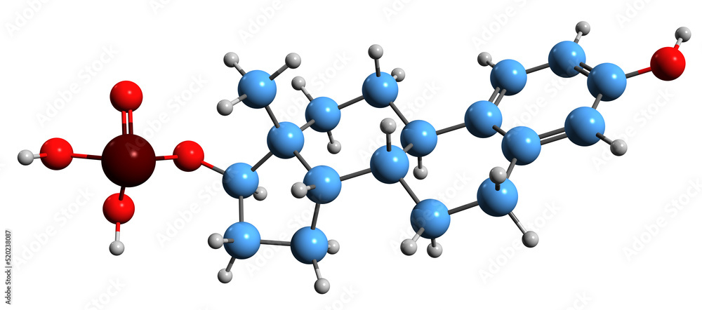 3D image of Estradiol phosphate skeletal formula - molecular chemical ...
