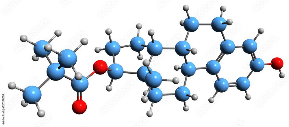 3D image of Estradiol pivalate skeletal formula - molecular chemical ...
