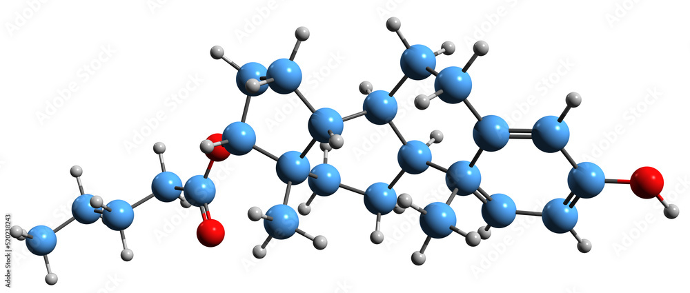 3D image of Estradiol valerate skeletal formula - molecular chemical ...