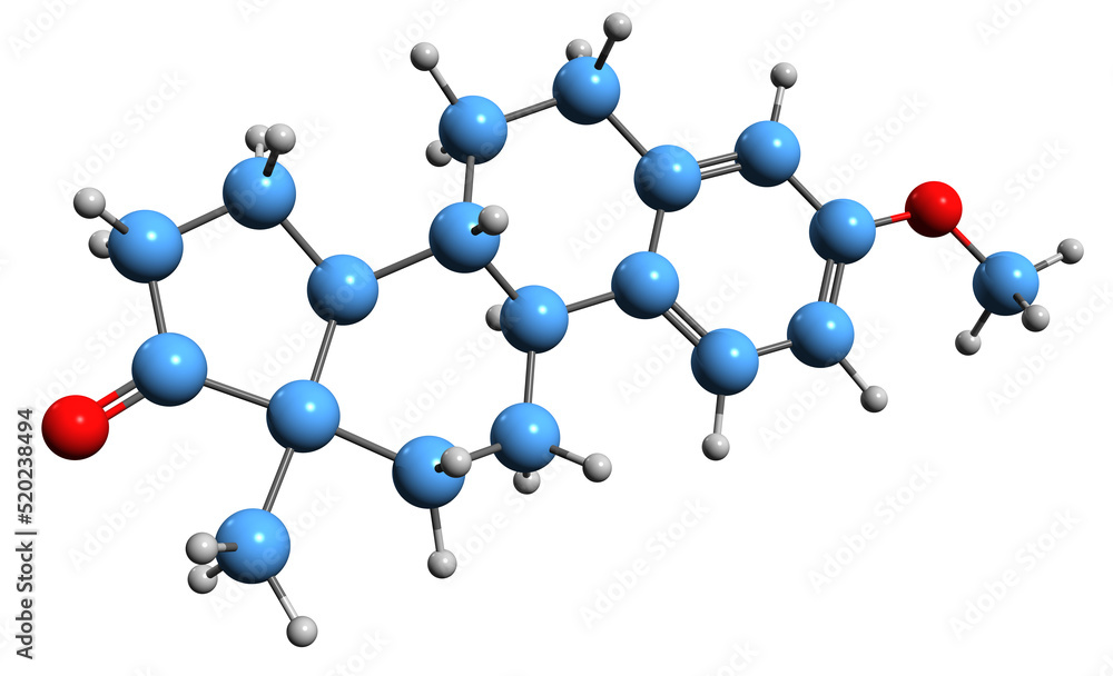 3D image of Estrone methyl ether skeletal formula - molecular chemical ...