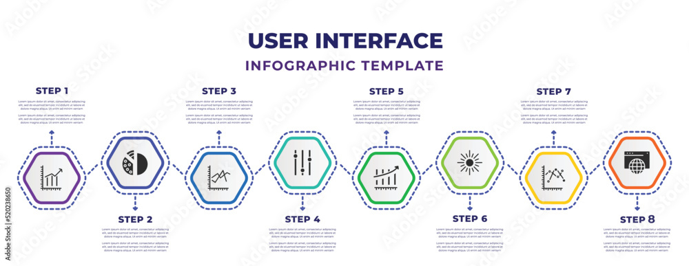 user interface infographic design template with bars and, data analytics circular, multiple ...