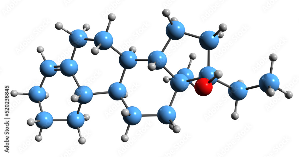 3D image of Ethylestrenol skeletal formula - molecular chemical ...