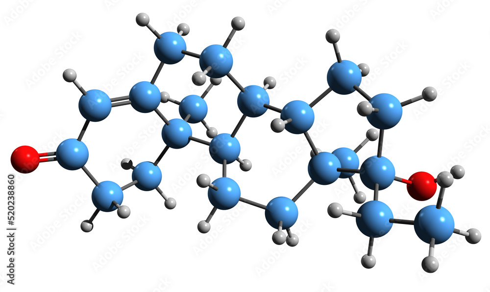 3D image of Ethyltestosterone skeletal formula - molecular chemical ...