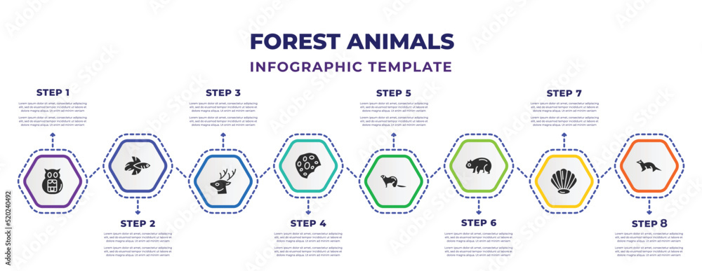 forest animals infographic design template with capybara, siamese ...
