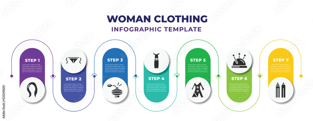 woman clothing infographic design template with female with long hair ...