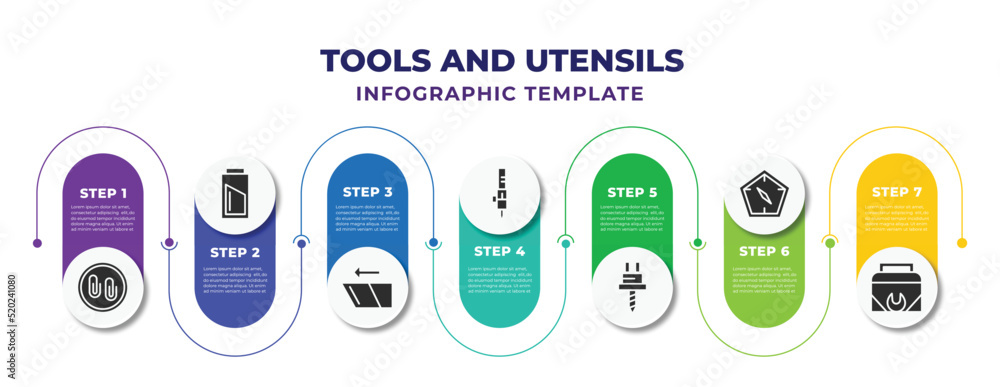 Vetor de tools and utensils infographic design template with ...