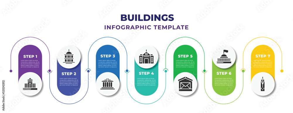 buildings infographic design template with moot hall, capitol building ...