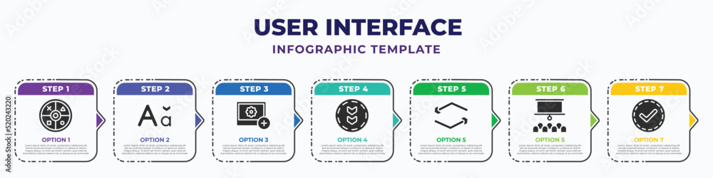 user interface infographic design template with wheels, letter size ...