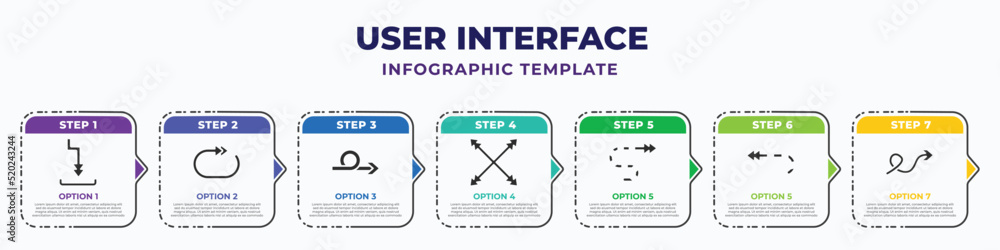 user interface infographic design template with curved downward arrow ...
