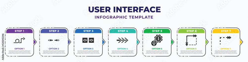 user interface infographic design template with right loop arrow, two ...