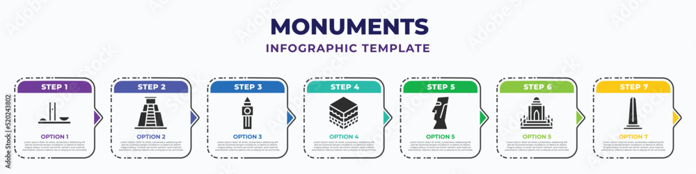 Vetor de monuments infographic design template with , pyramid of the ...