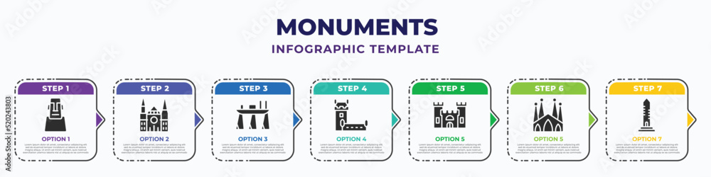 monuments infographic design template with moia statues, chartres ...