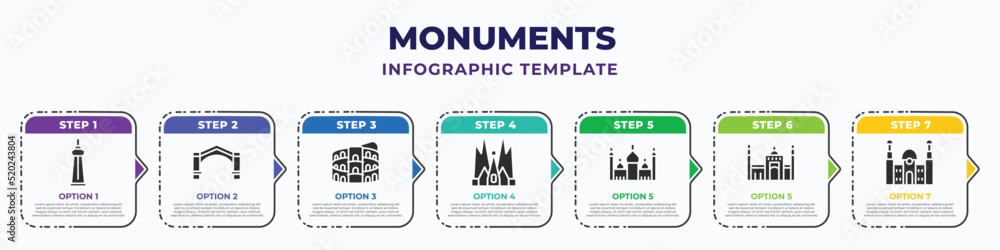 monuments infographic design template with , stari most, pula arena ...