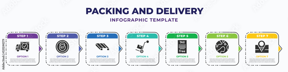 packing and delivery infographic design template with shipping, weight ...