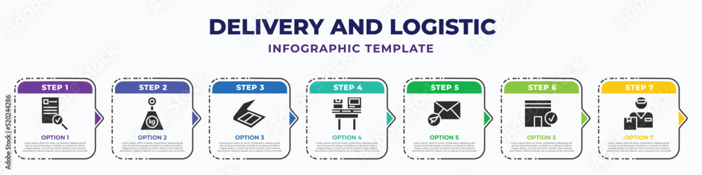 delivery and logistic infographic design template with inspection ...
