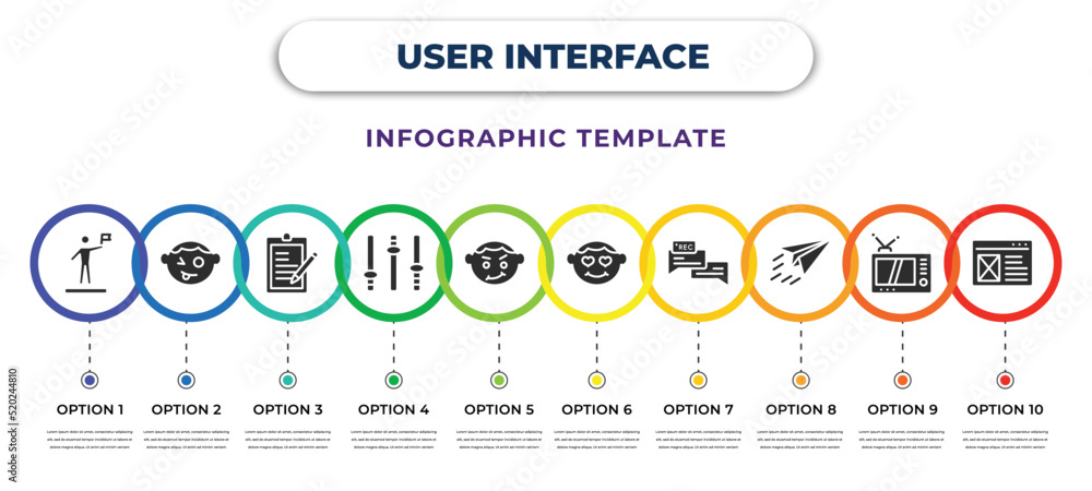 user interface infographic design template with about successful man ...