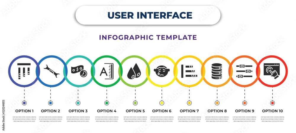 user interface infographic design template with top alignment, work ...