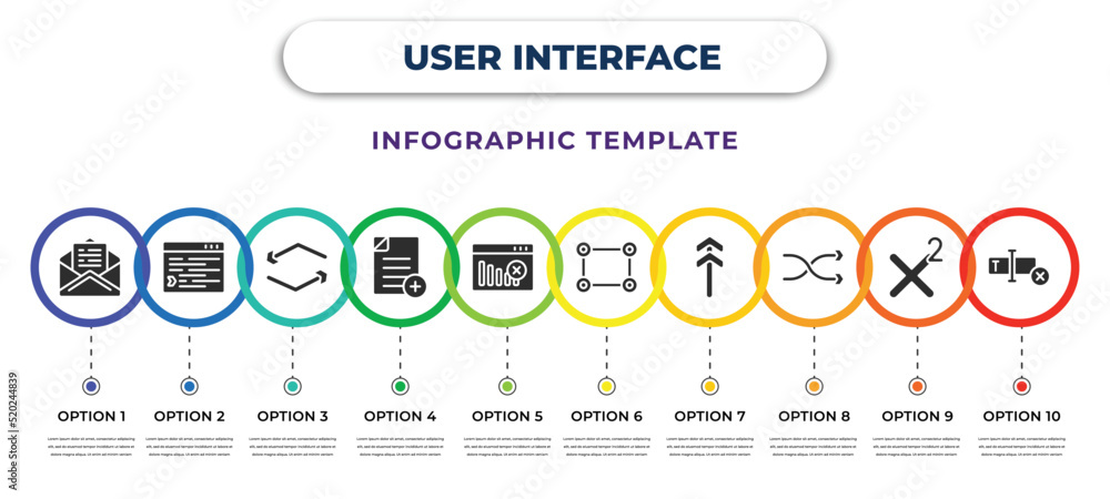 user interface infographic design template with open envelope ...