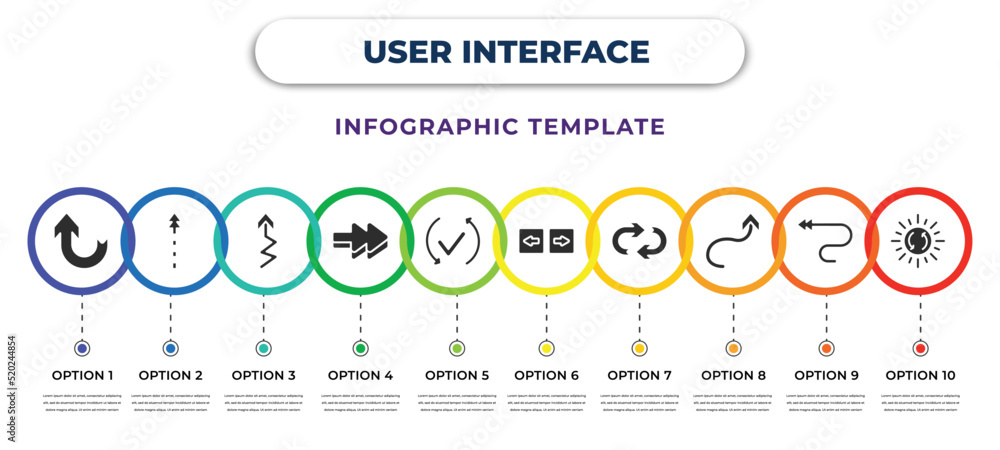 user interface infographic design template with curved up arrow, up ...