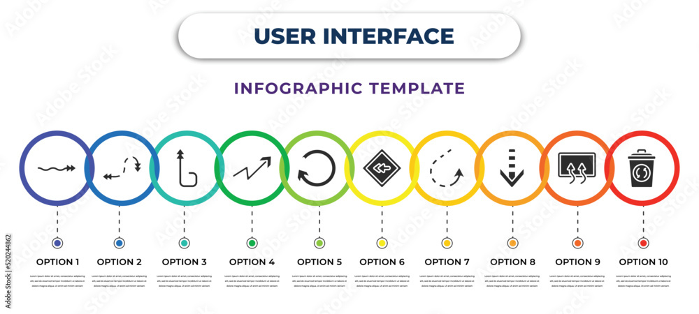 user interface infographic design template with undulating arrow ...