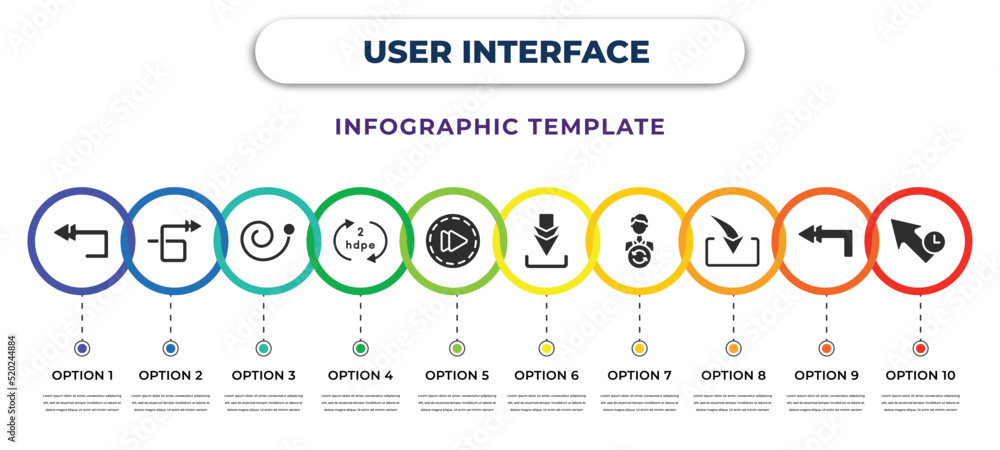 user interface infographic design template with arrow address back ...