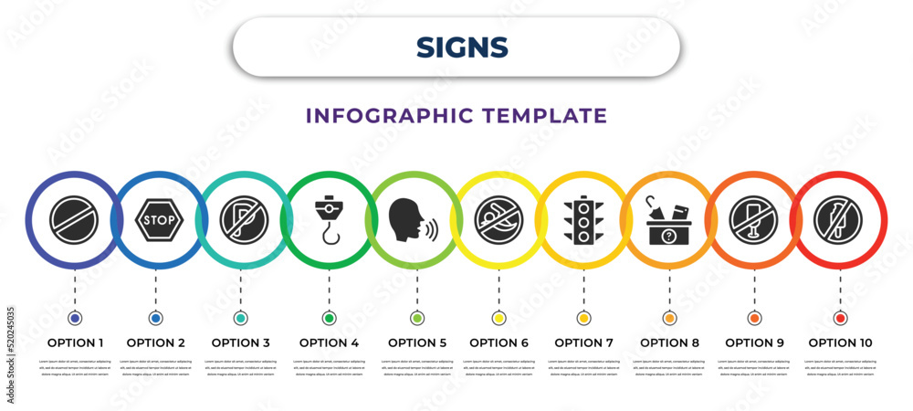 signs infographic design template with no entry, stop, no parking ...