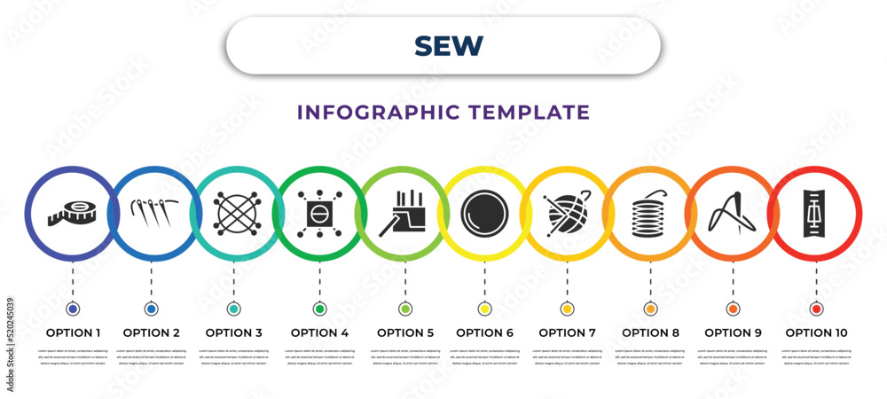 sew infographic design template with measuring, sewing needles ...