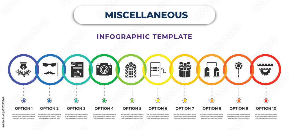 miscellaneous infographic design template with will, fun glasses ...