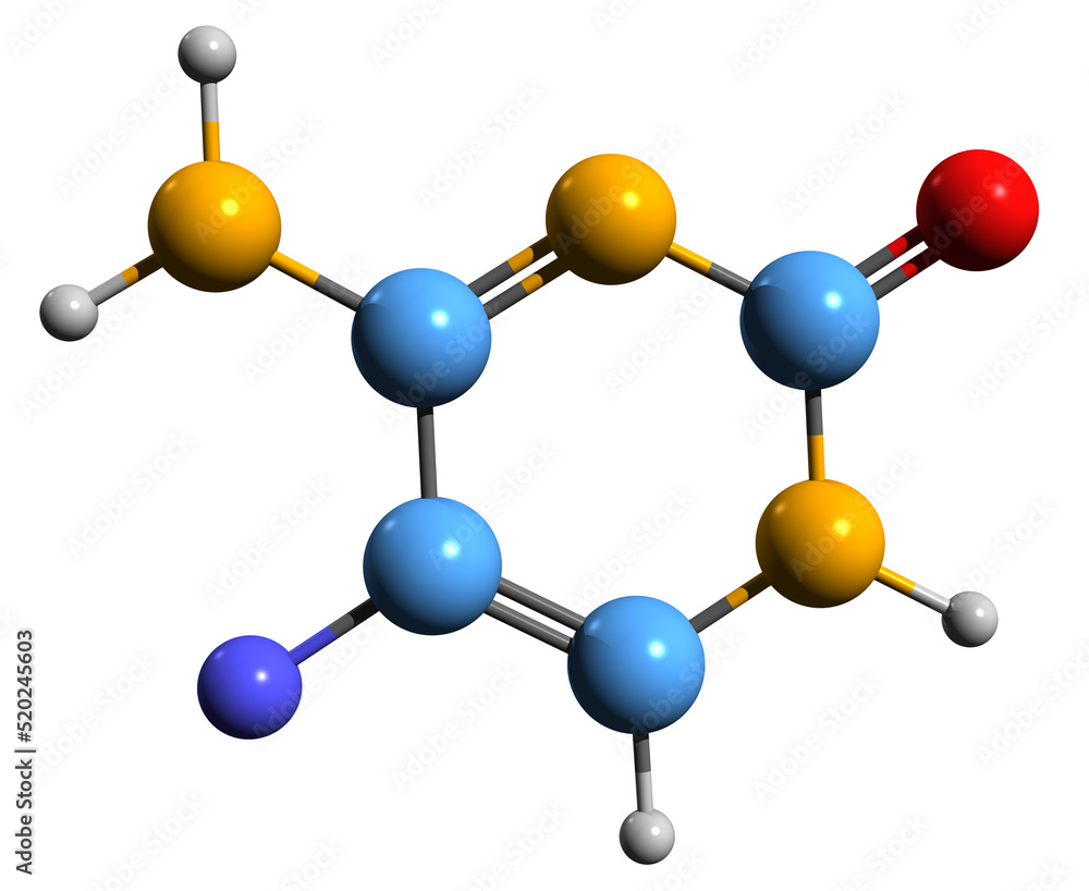 3D image of Flucytosine skeletal formula - molecular chemical structure ...