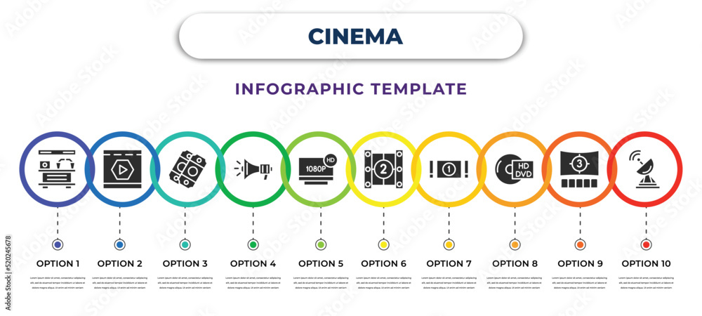 Vetor de cinema infographic design template with cinema snack bar, big ...