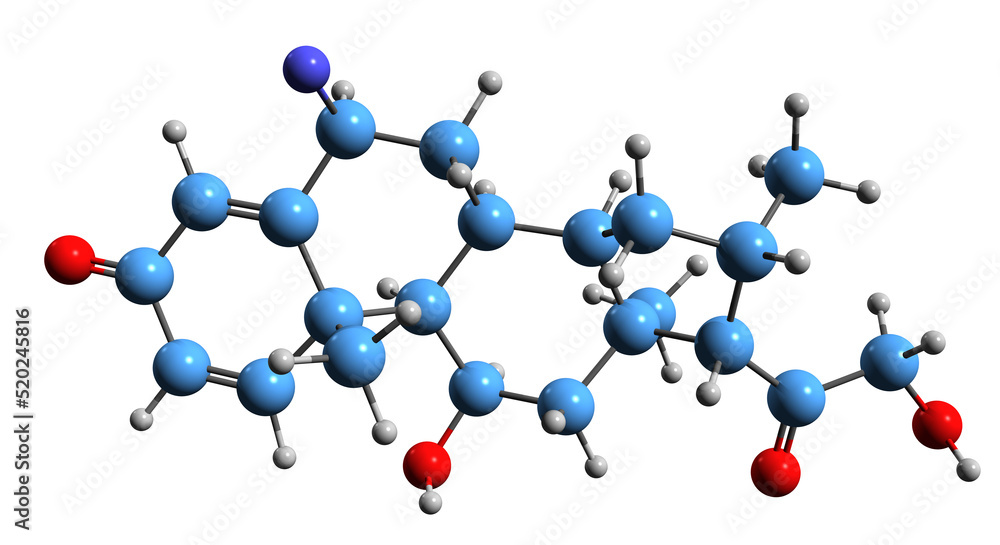3D image of Fluocortolone skeletal formula - molecular chemical ...