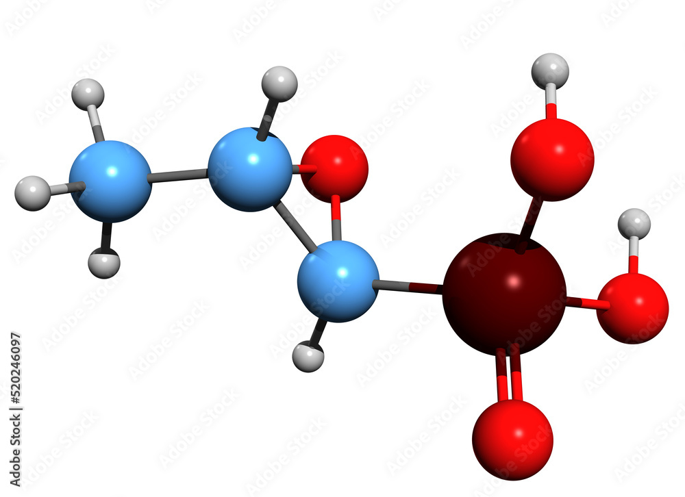 3D image of Fosfomycin skeletal formula - molecular chemical structure ...