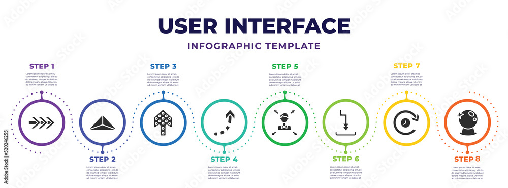 user interface infographic design template with three arrows ...