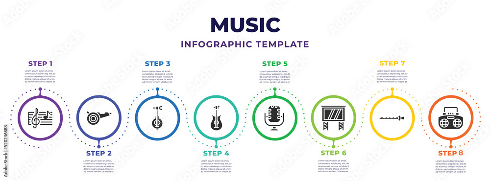 music infographic design template with pentagram, football referee ...