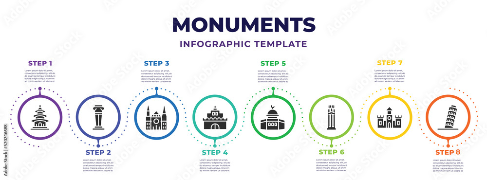 monuments infographic design template with temple of heaven in beijing ...