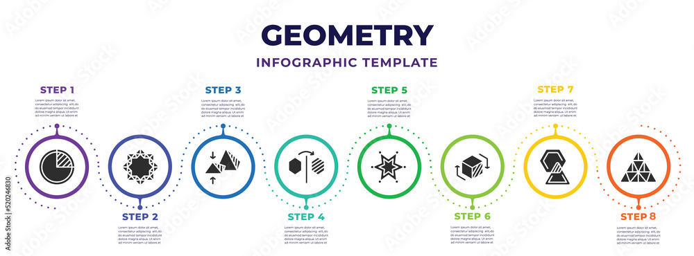 geometry infographic design template with segment, star ornament of ...
