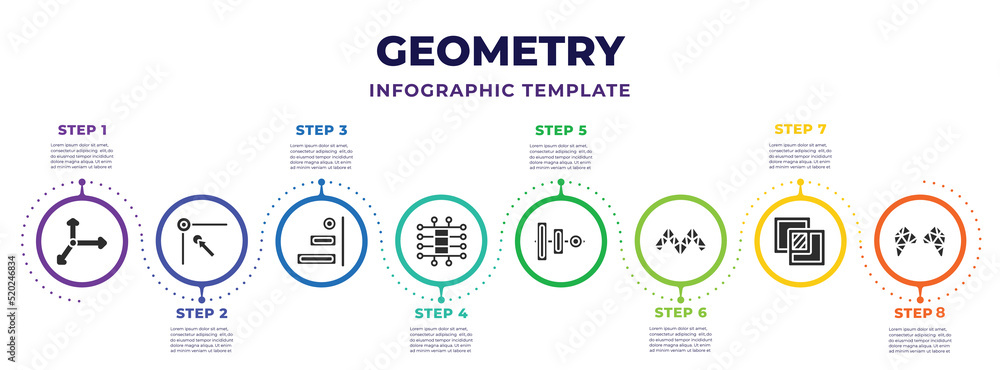 geometry infographic design template with coordinates, edit corner ...