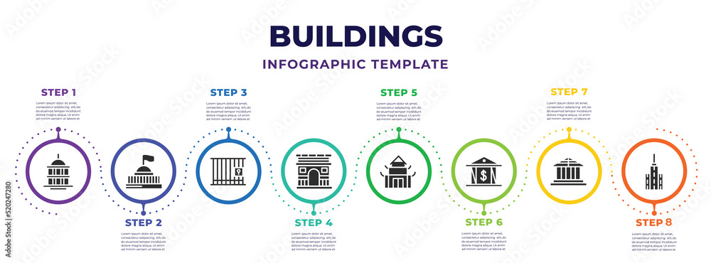 buildings infographic design template with capitol building, goverment ...